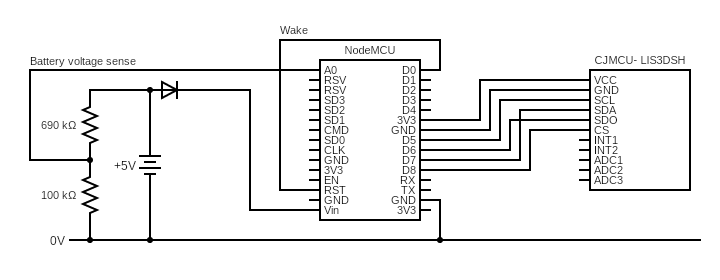 NodeMCU LIS3DSH Accelerometer - Circuits - Circuit Diagram