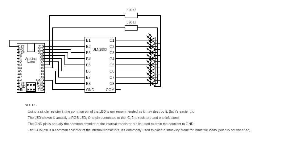 8 RGB LEDs simultaneously working Using a ULN2803 - Circuits - Circuit ...